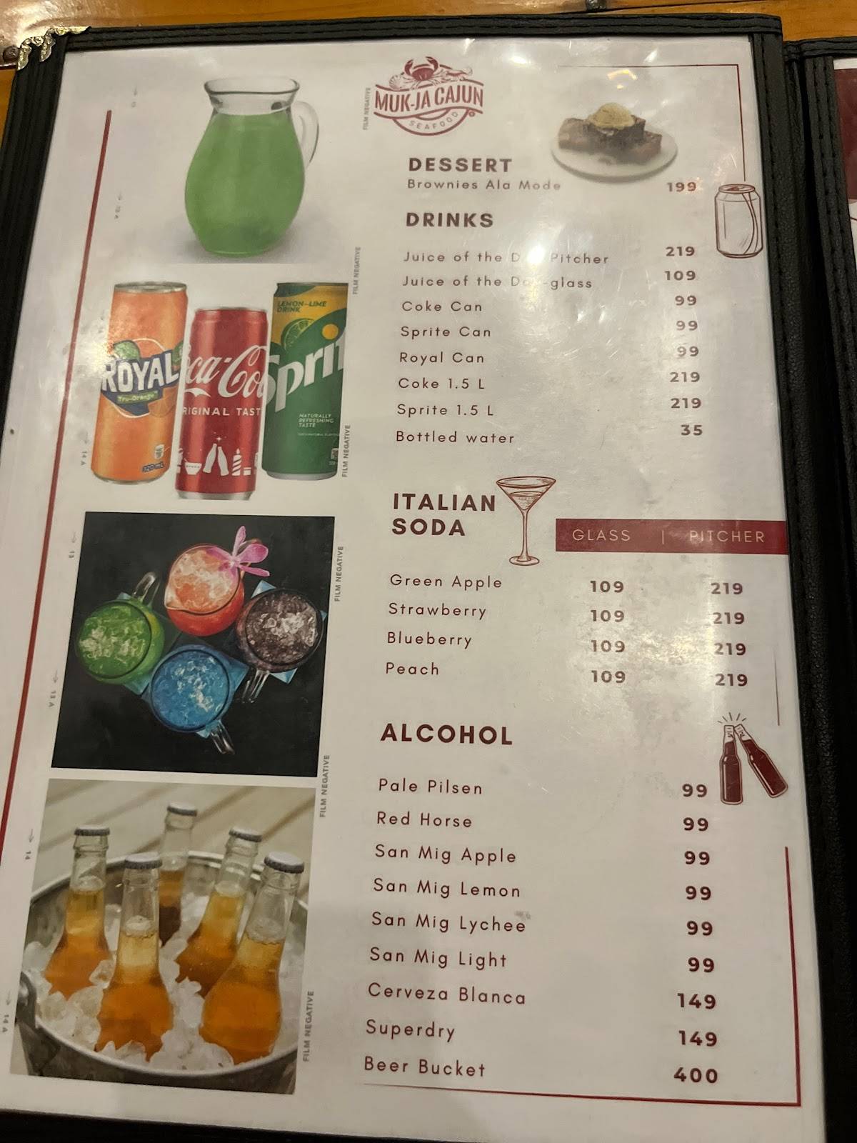 Menu at Muk-Ja Cajun Seafood Restaurant, Cebu City