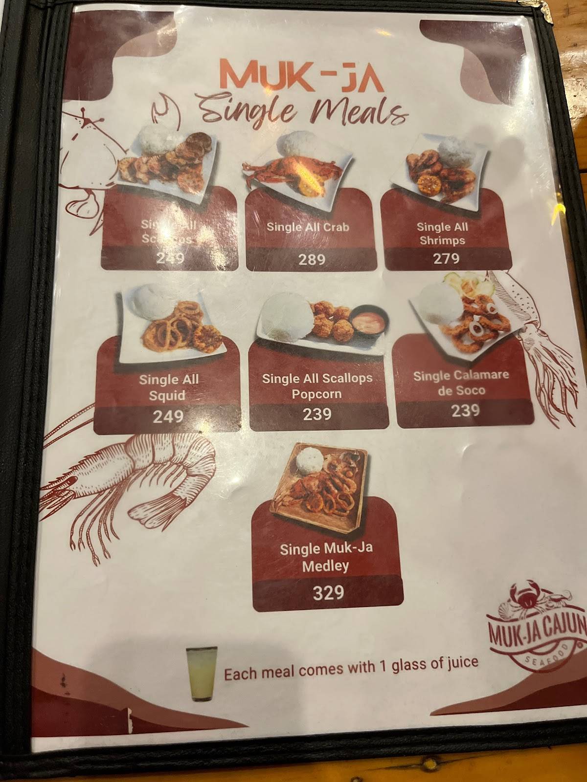 Menu at Muk-Ja Cajun Seafood Restaurant, Cebu City