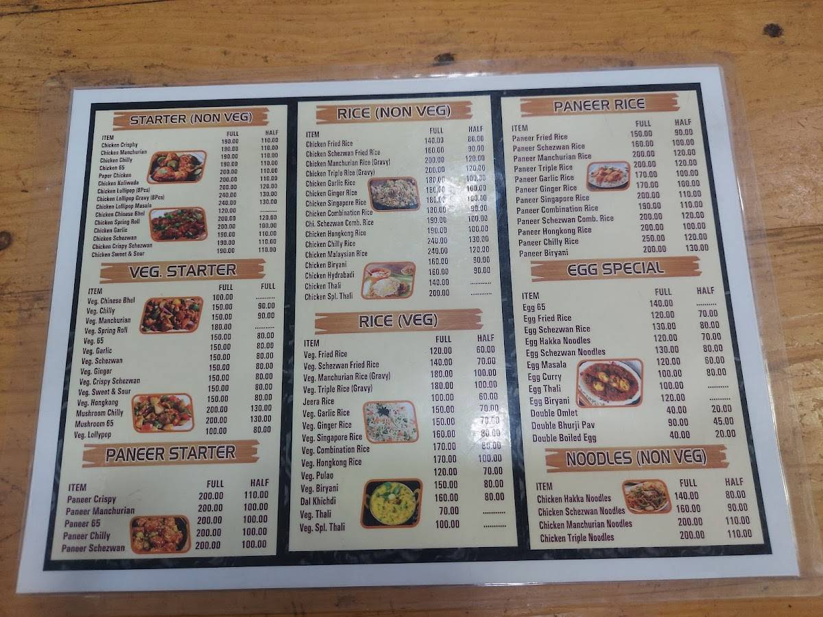 Menu at Food Garden, Mumbai