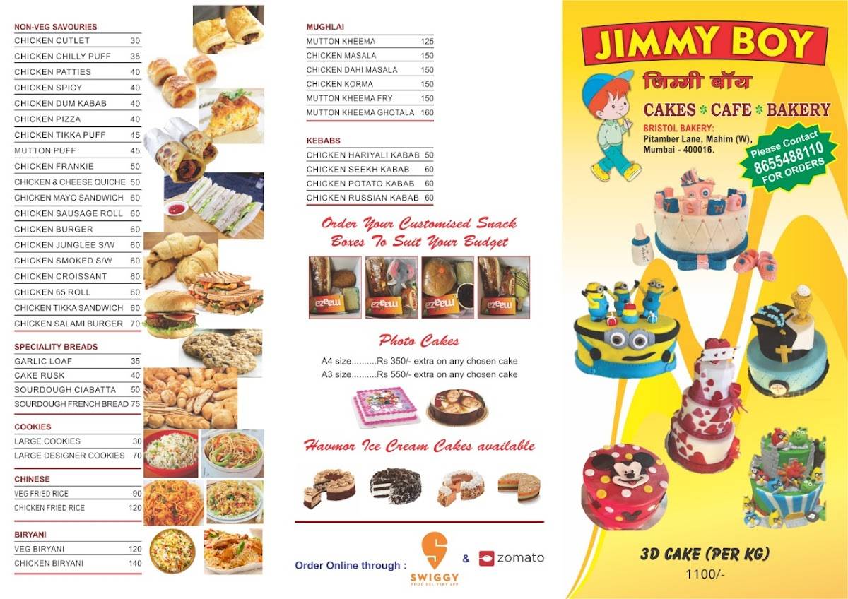 Menu at Jimmy Boy Mahim, Mumbai