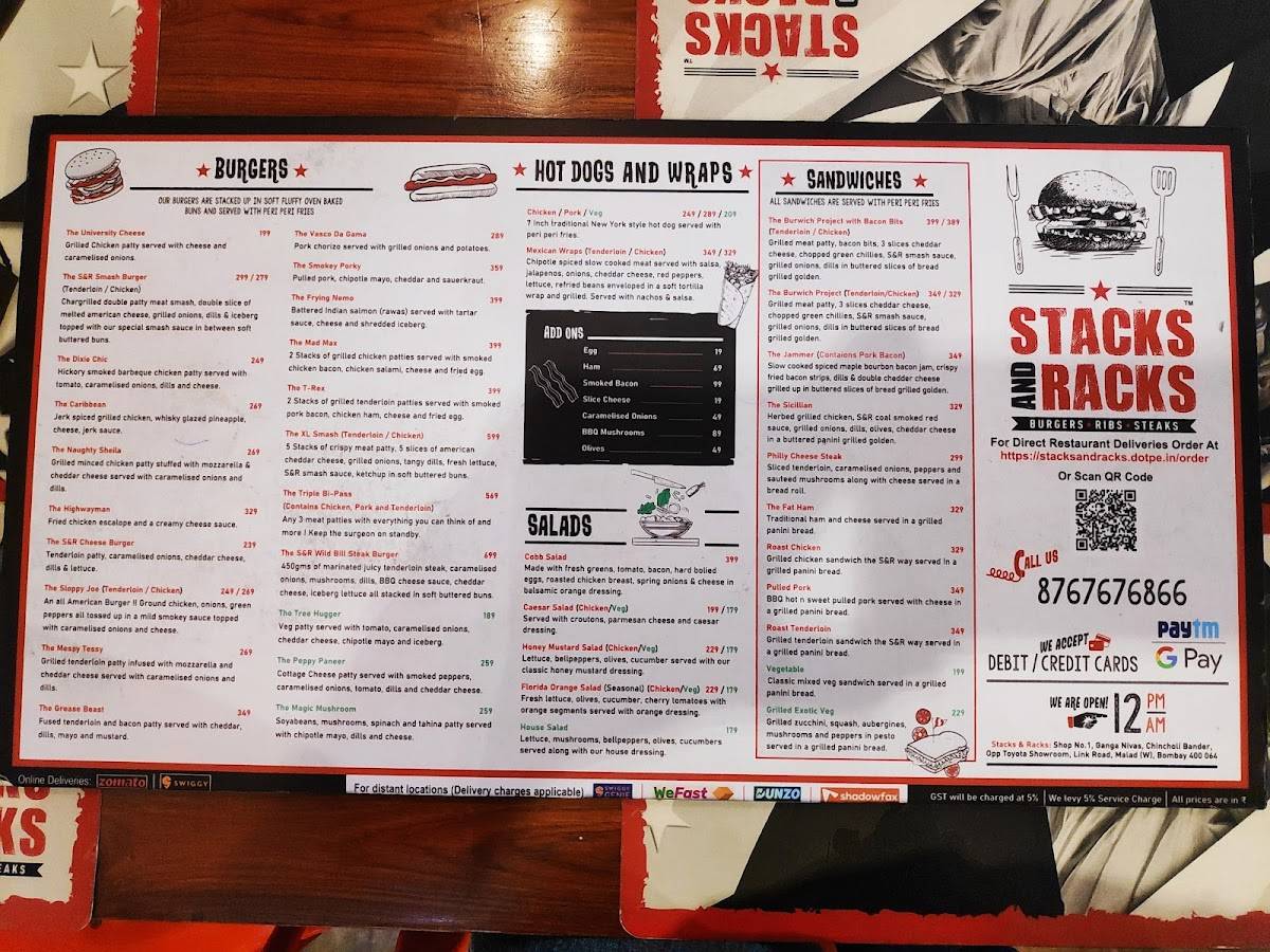Menu at Stacks And Racks, Mumbai
