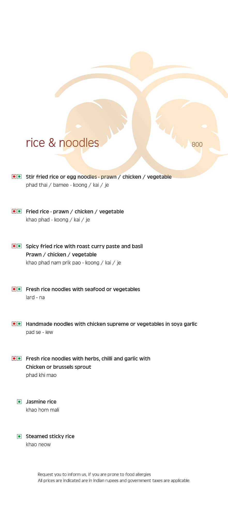Menu at Thai Naam, Mumbai