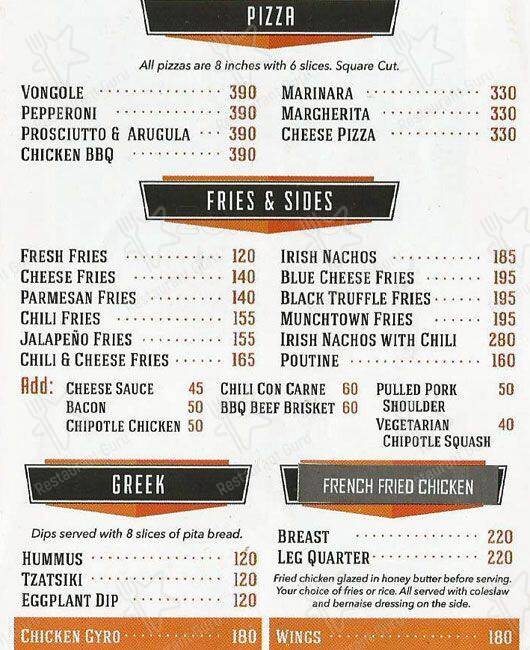 Menu at Munchtown, San Juan, Second Floor