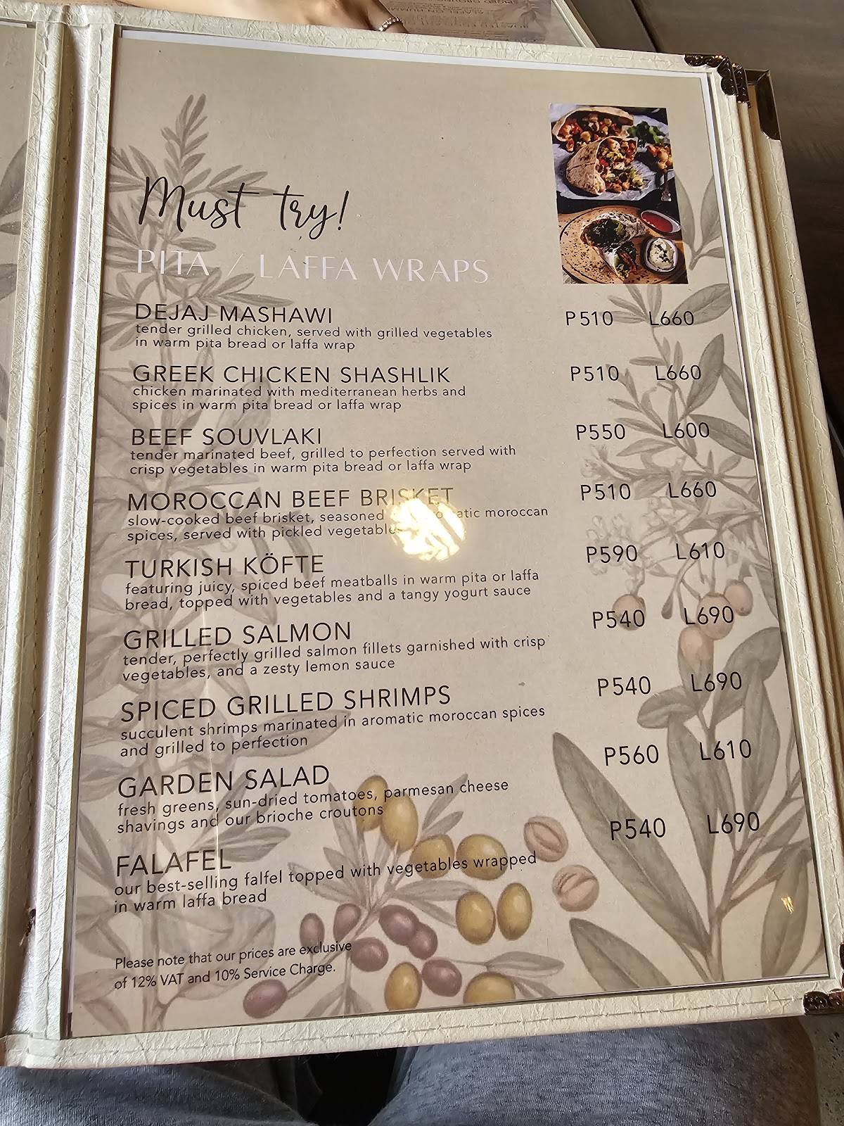 Menu at The Olive Tree Molito restaurant, Muntinlupa