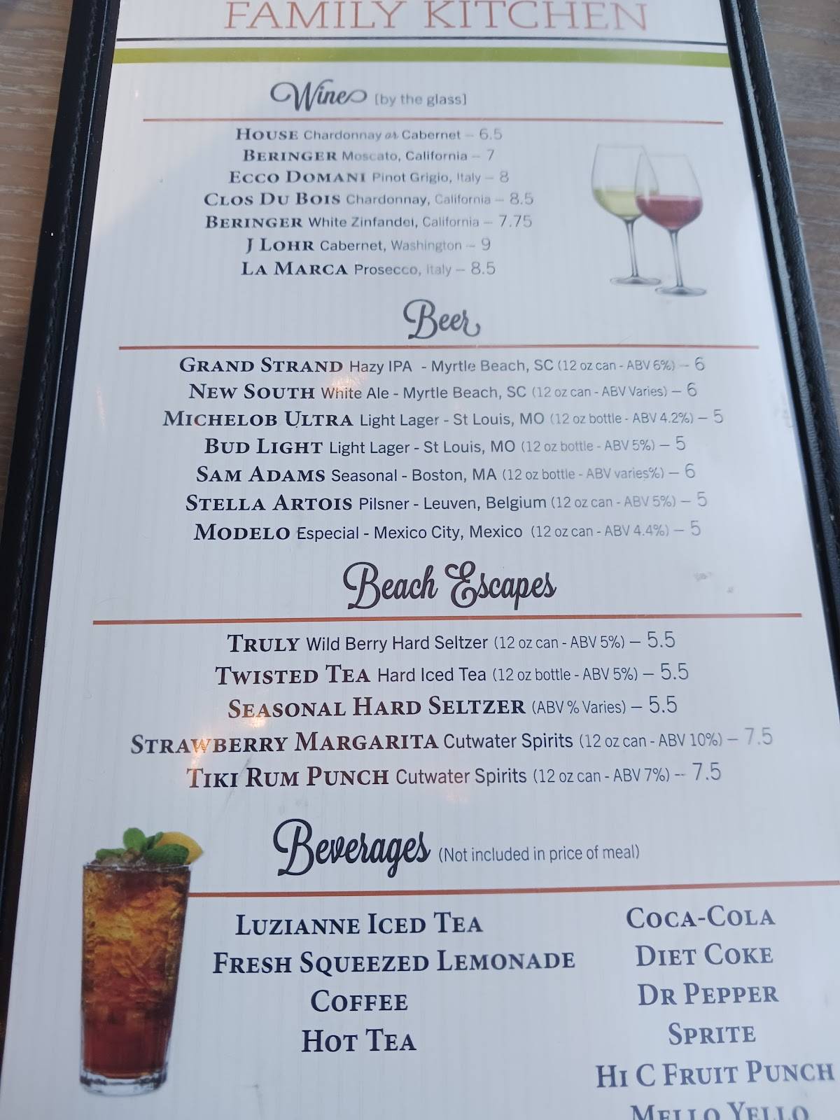 Menu at Judy Boone's Family Kitchen restaurant, Murrells Inlet