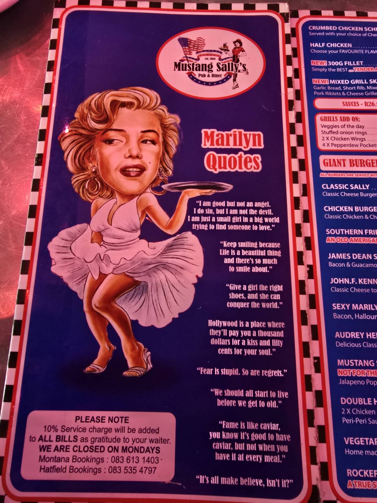 Menu at Mustang Sally's Pub & Diner Montana, Pretoria