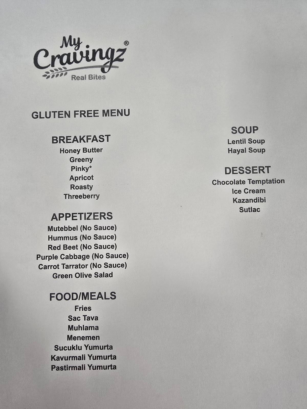 Menu at My Cravingz Bakery Cafe, Manassas