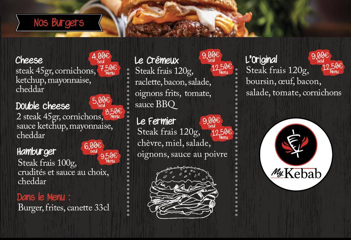 Menu au My Kebab restaurant, Annecy