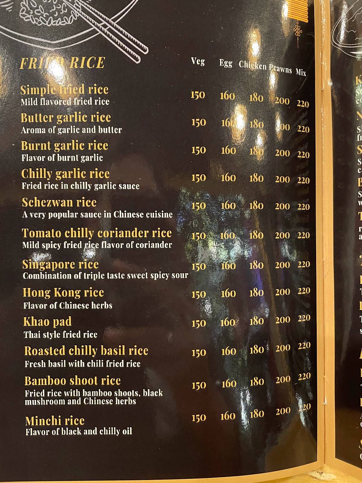 Menu at The Nanking, Mysuru