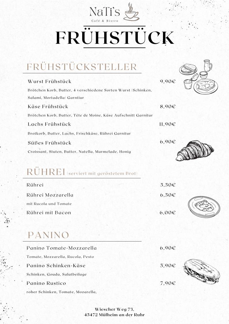 Speisekarte von NaTi‘s Café & Bistro cafe, Mülheim an der Ruhr