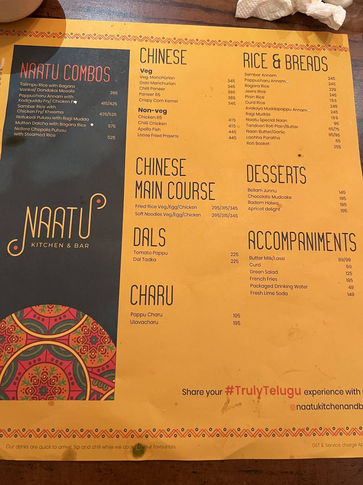 Menu at Naatu Kitchen And Bar, Hyderabad