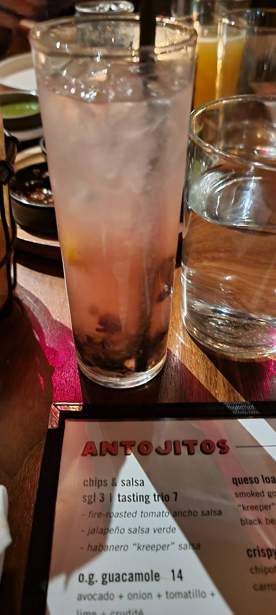 Menu at Nada restaurant, Cincinnati