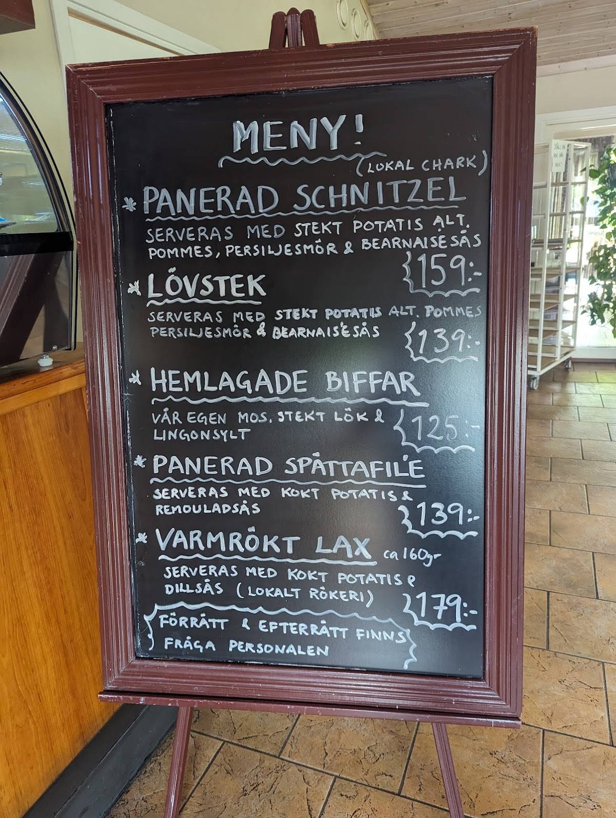 Menu at Näsums Restaurang restaurant, Näsum, Smedjevägen 3