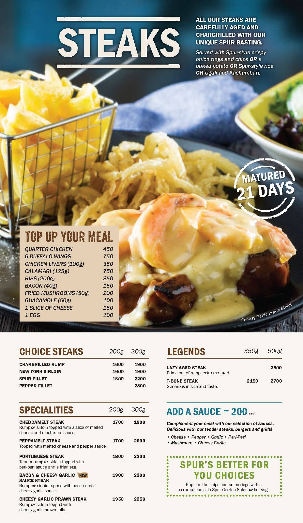Menu at Silver Stream Spur Kenya BBQ, Nairobi, Unit RF08