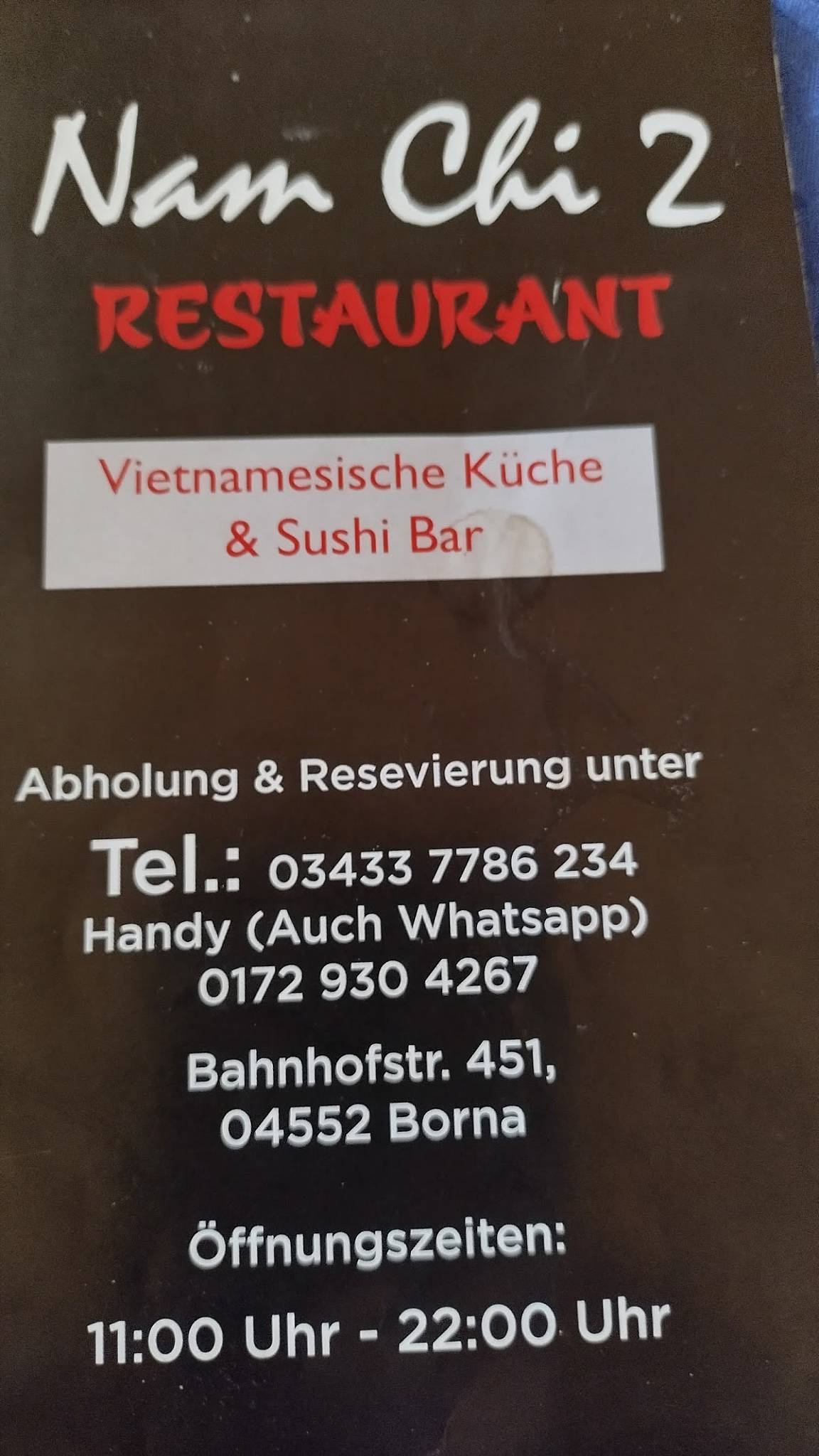 Speisekarte von Nam Chi 2 Restaurant, Borna