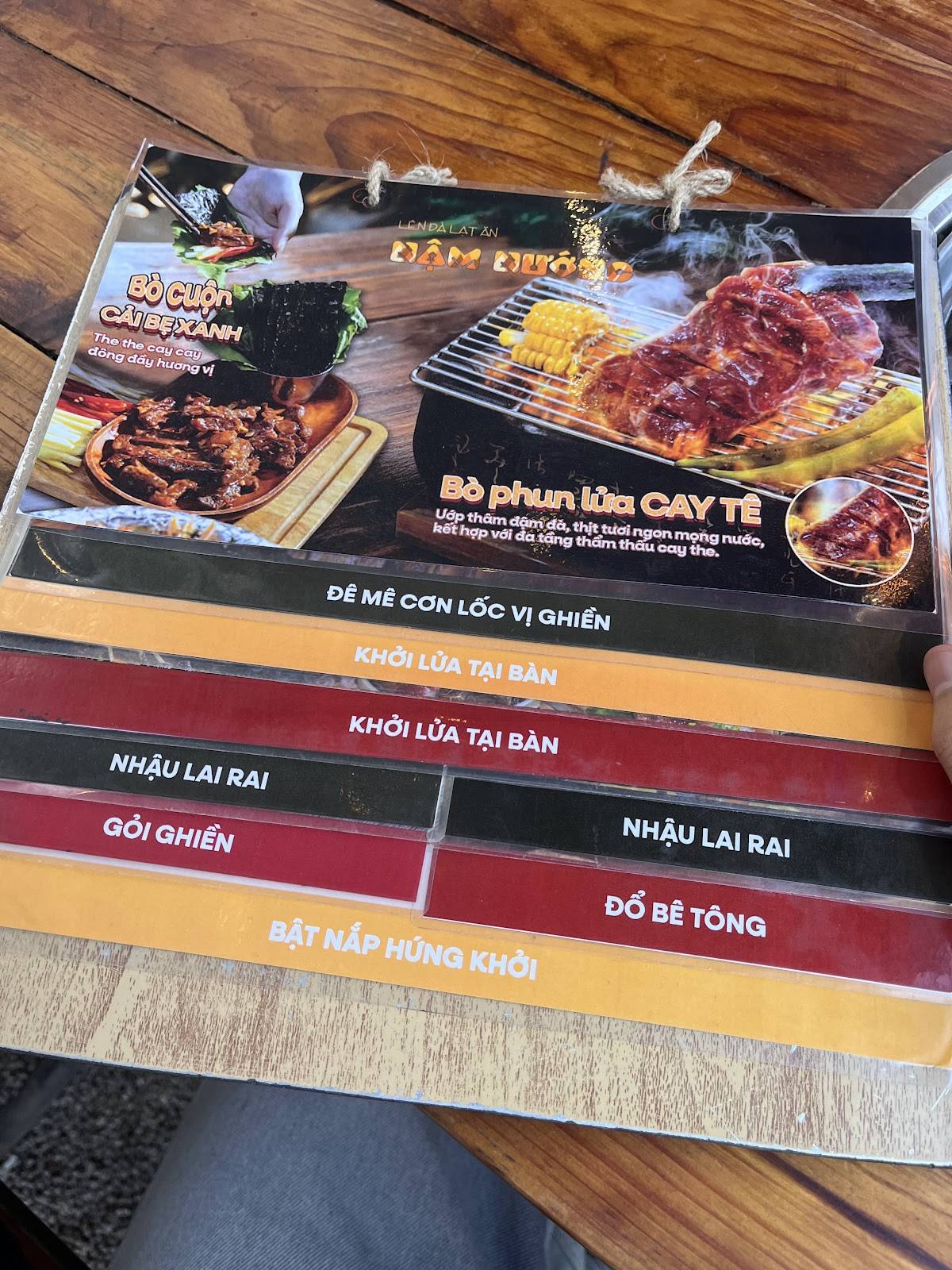 Menu at Nậm Nướng Đà Lạt restaurant, Dalat