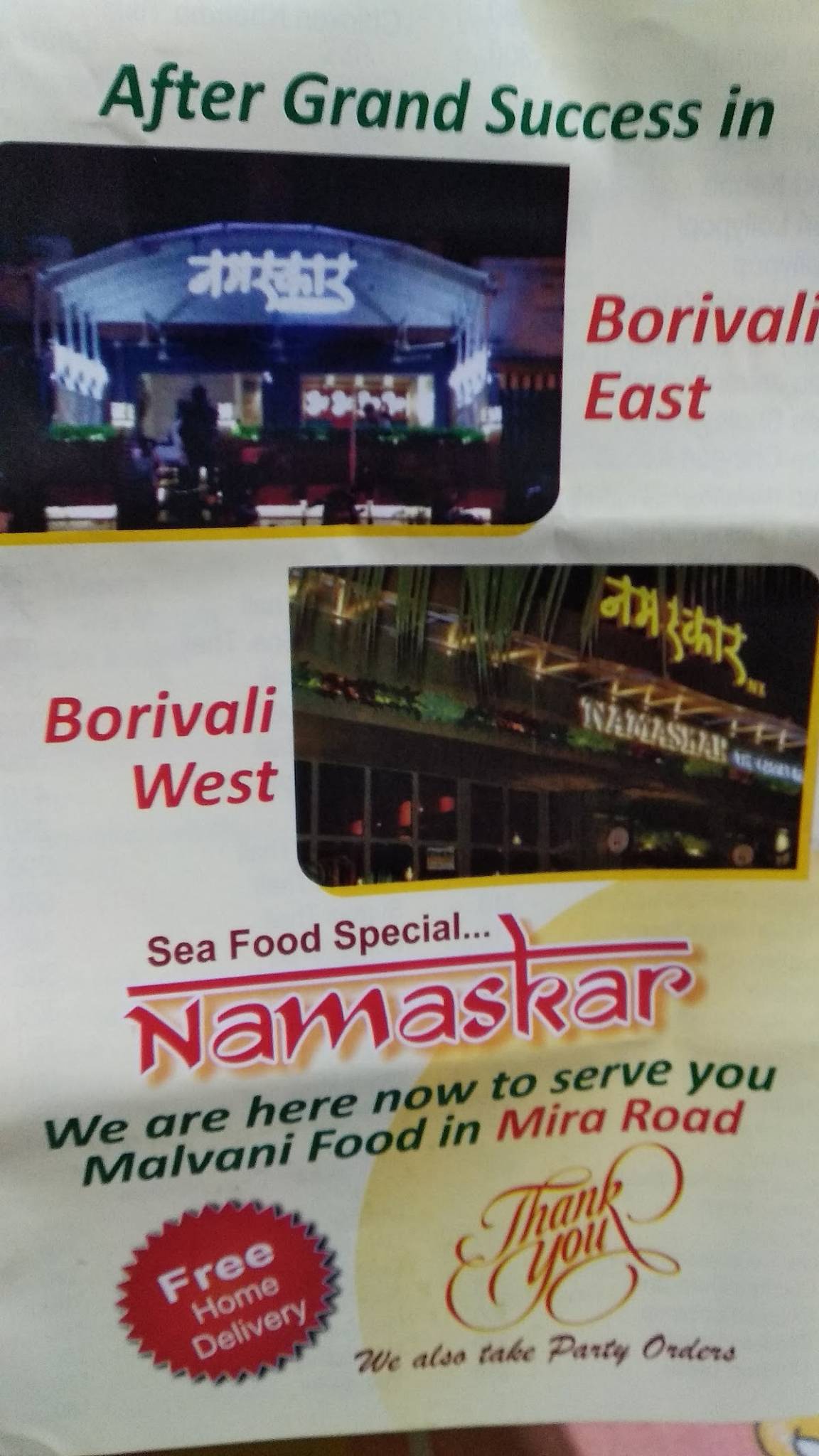 Menu at Namaskar Nx The Family Restaurant, Mira Bhayandar