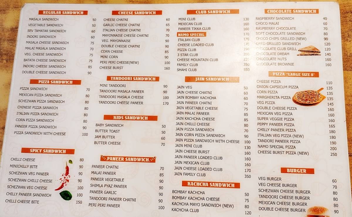 Menu at Namo "णमो" Sandwich, Indore