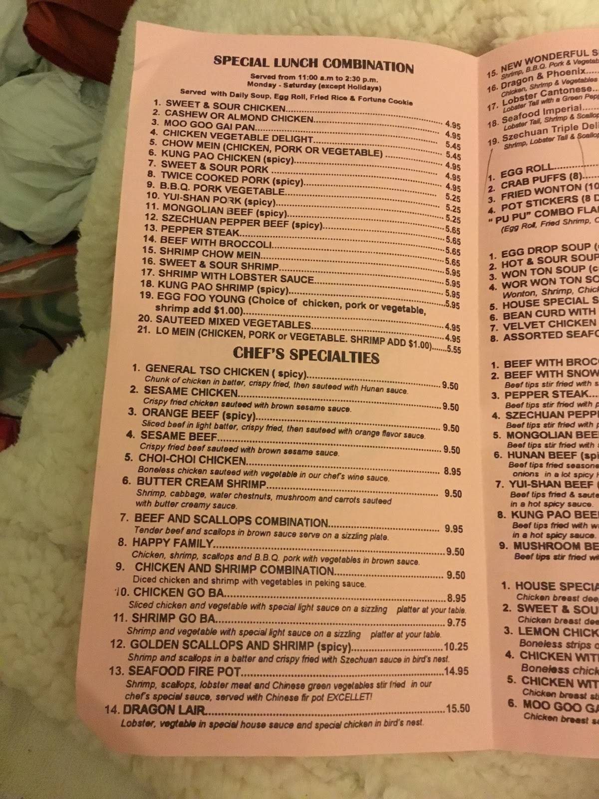 Menu at Nan Jing restaurant, Sun City West