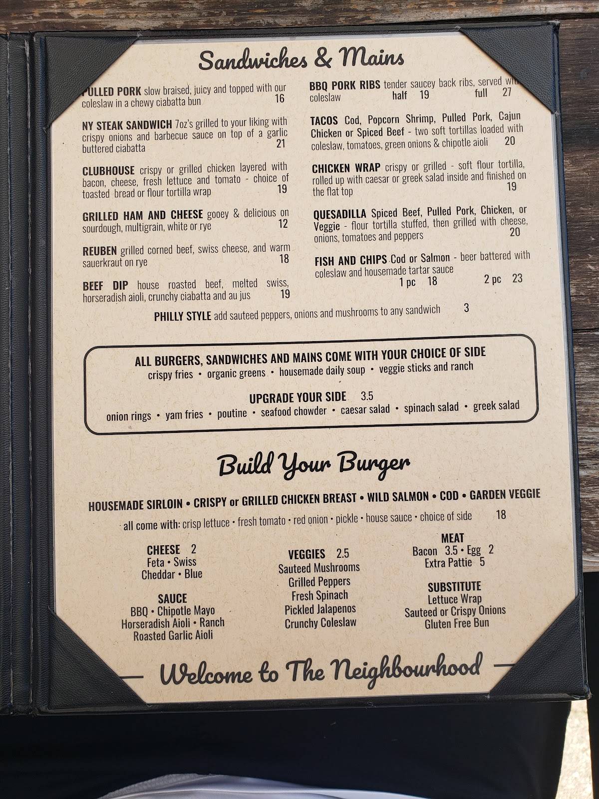 Menu at Piper's Pub, Nanaimo