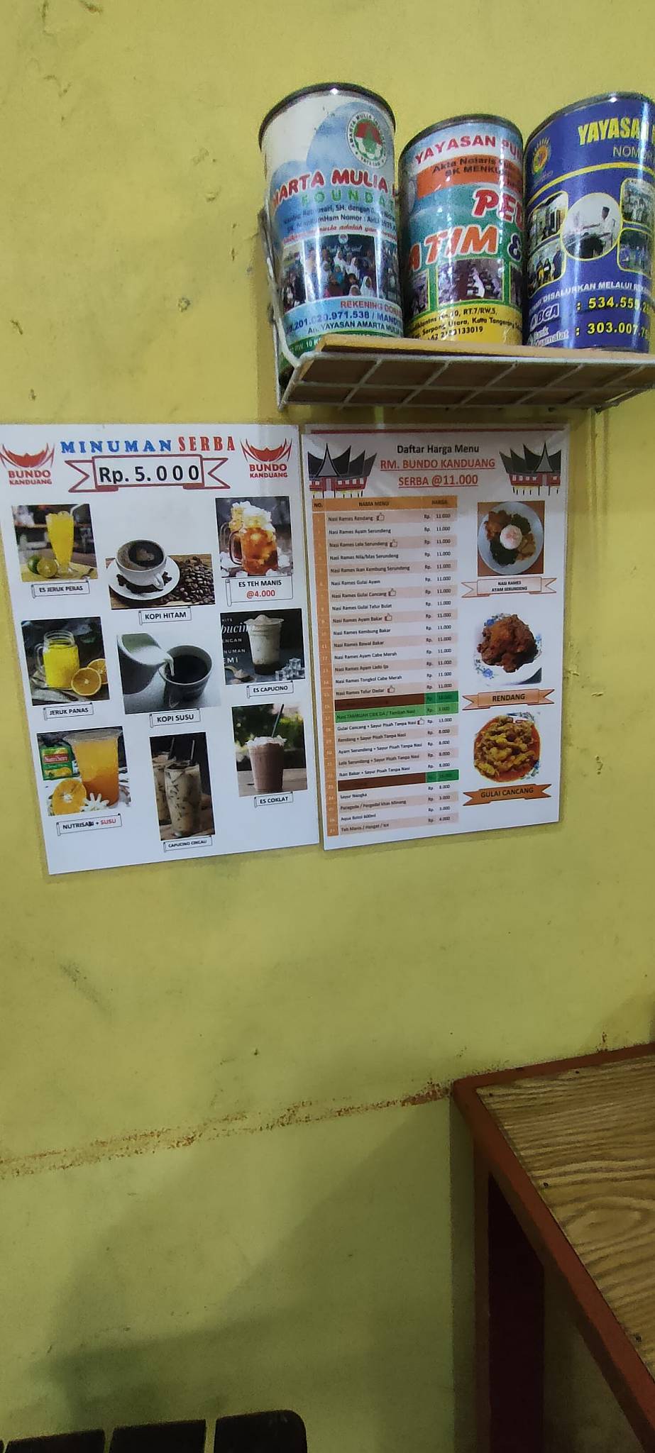 Menu at Nasi Padang Bundo Kanduang Curug restaurant, Depok