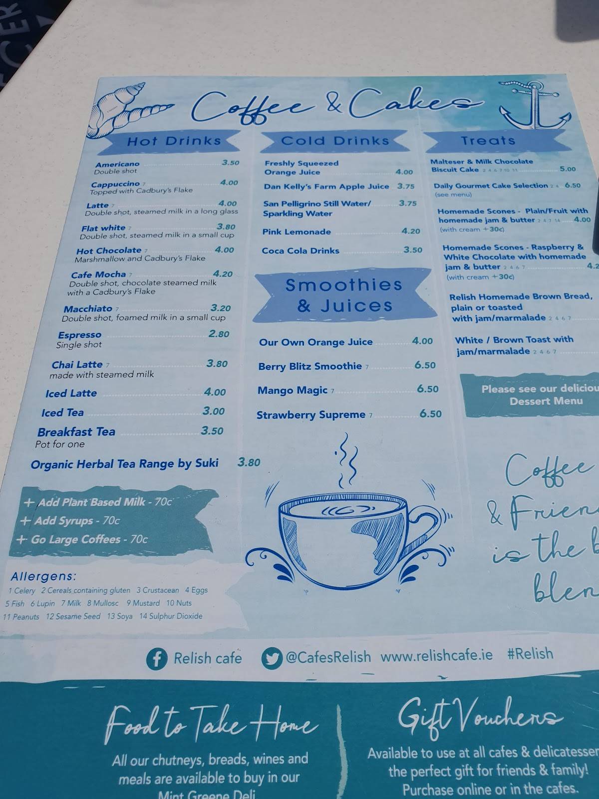 Menu at Navy café cafe, Bettystown, 5 Bayview