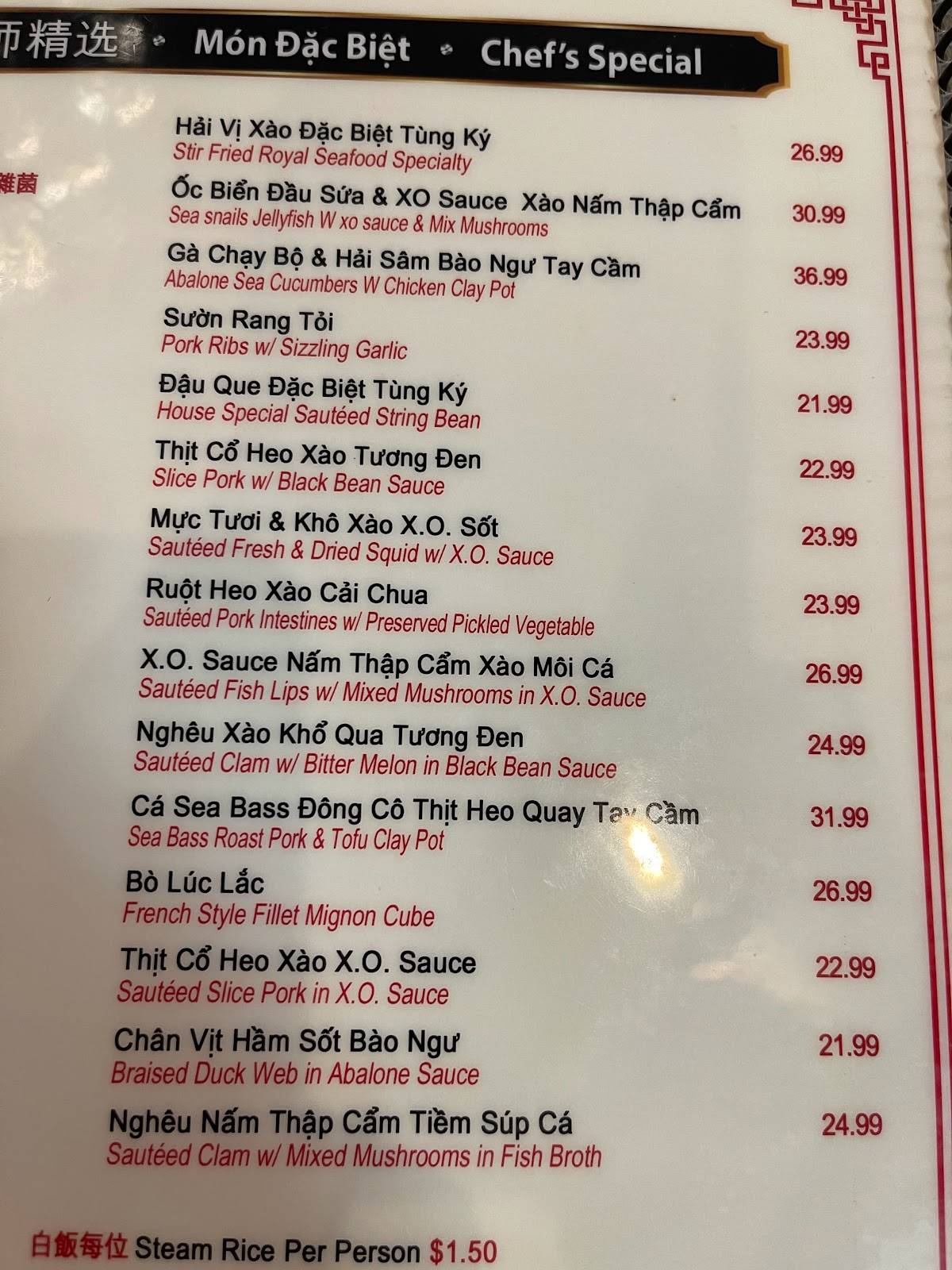 Menu at New Asian BBQ, Las Vegas