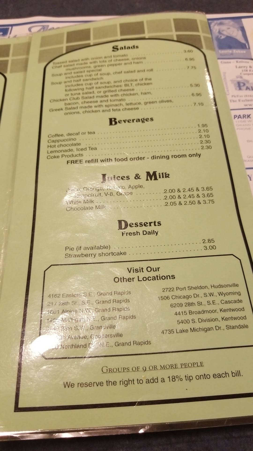 Menu at New Beginnings Restaurant, Grand Rapids, Alpine Ave NW