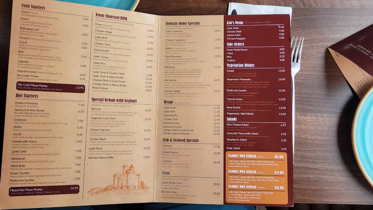 Menu at New Bodrum Turkish Restaurant St Neots, Saint Neots