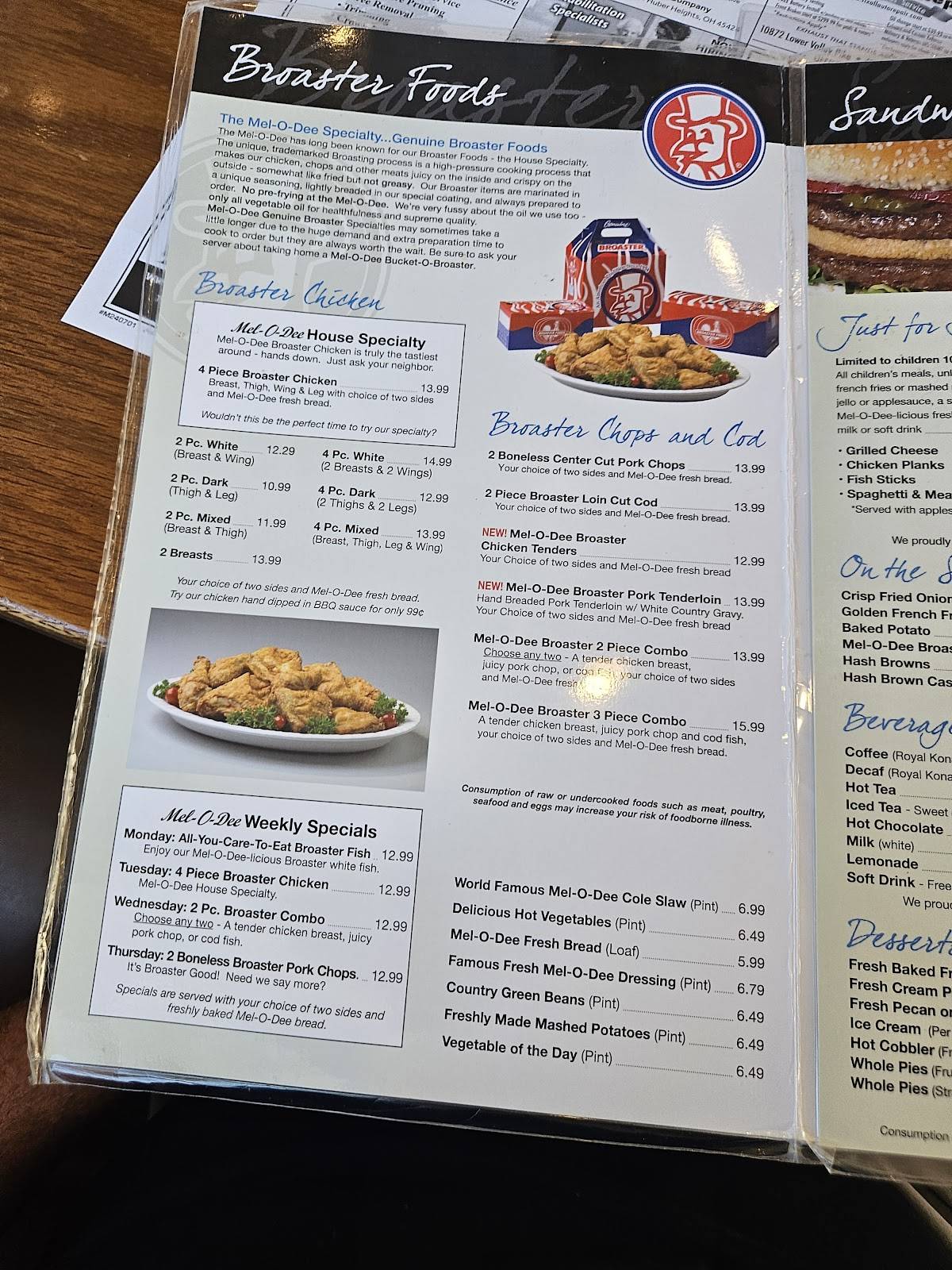 Menu at Mel-O-Dee Restaurant & Catering, New Carlisle