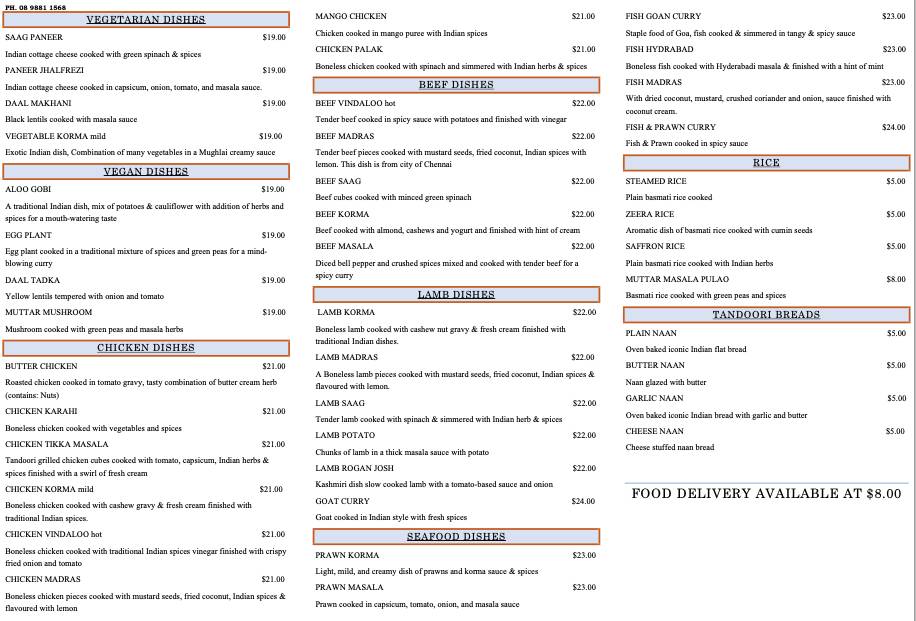 Menu at New Cornwall Hotel Restaurant, Narrogin