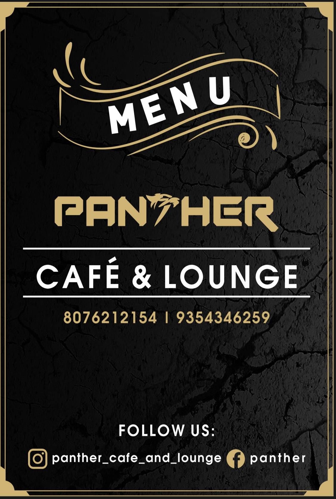 Menu at Panther Cafe & Lounge, New Delhi