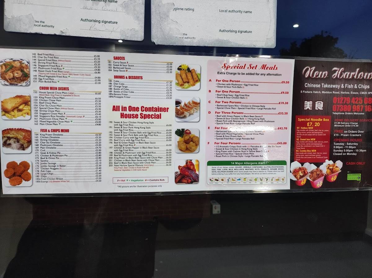 Menu at New Harlow Fish Bar, Harlow