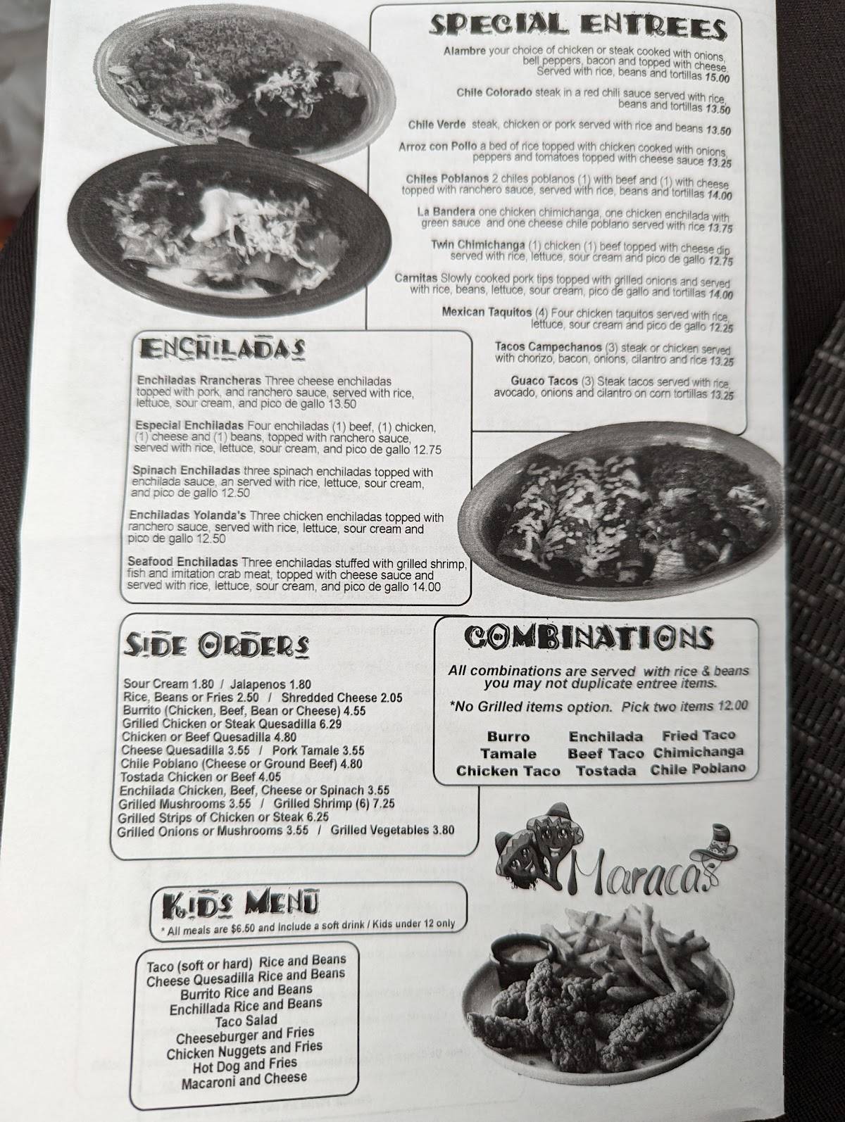 Menu at Maracas restaurant, New Melle
