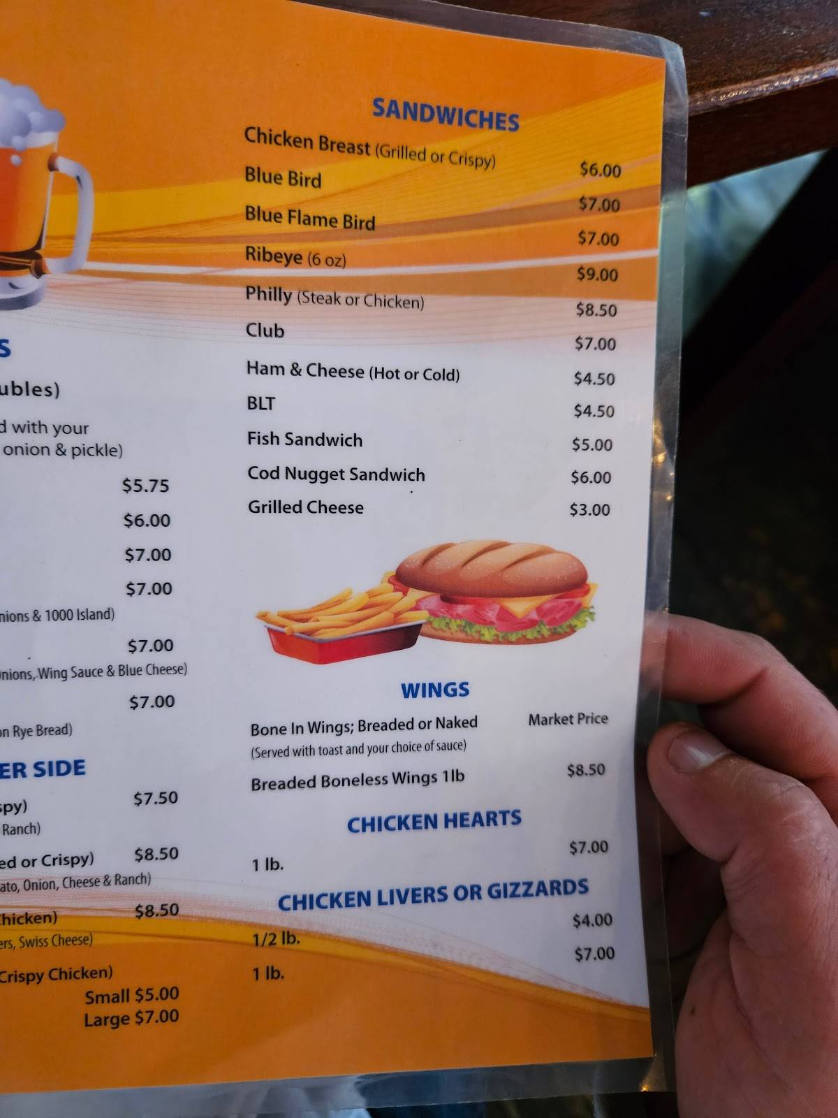 Menu at Blue Room pub & bar, New Minden