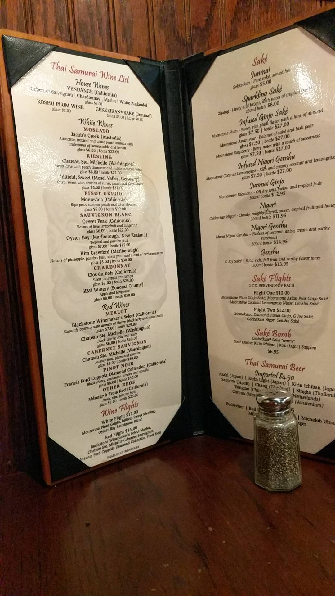 Menu at Thai Samurai Restaurant, New Port Richey, Little Rd