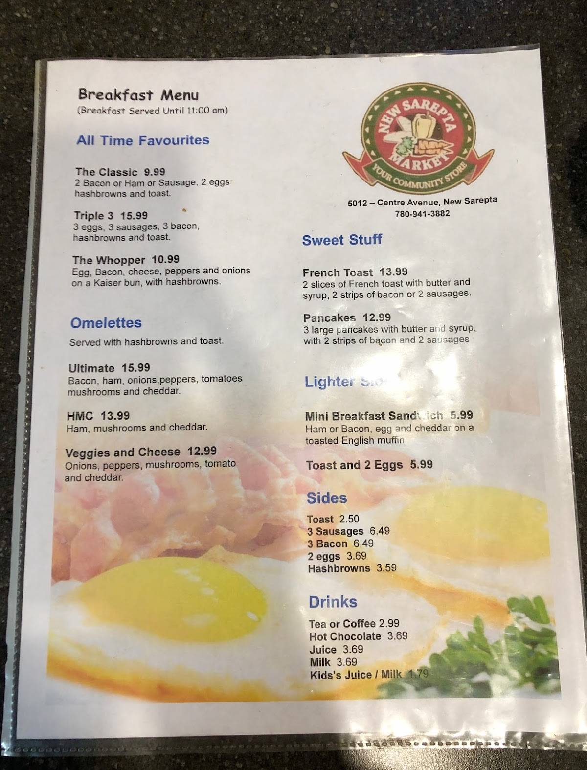 Menu at New Sarepta Market Diner restaurant, New Sarepta