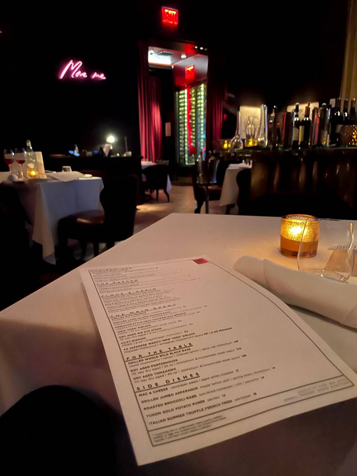 Menu at CUT by Wolfgang Puck steakhouse, New York City