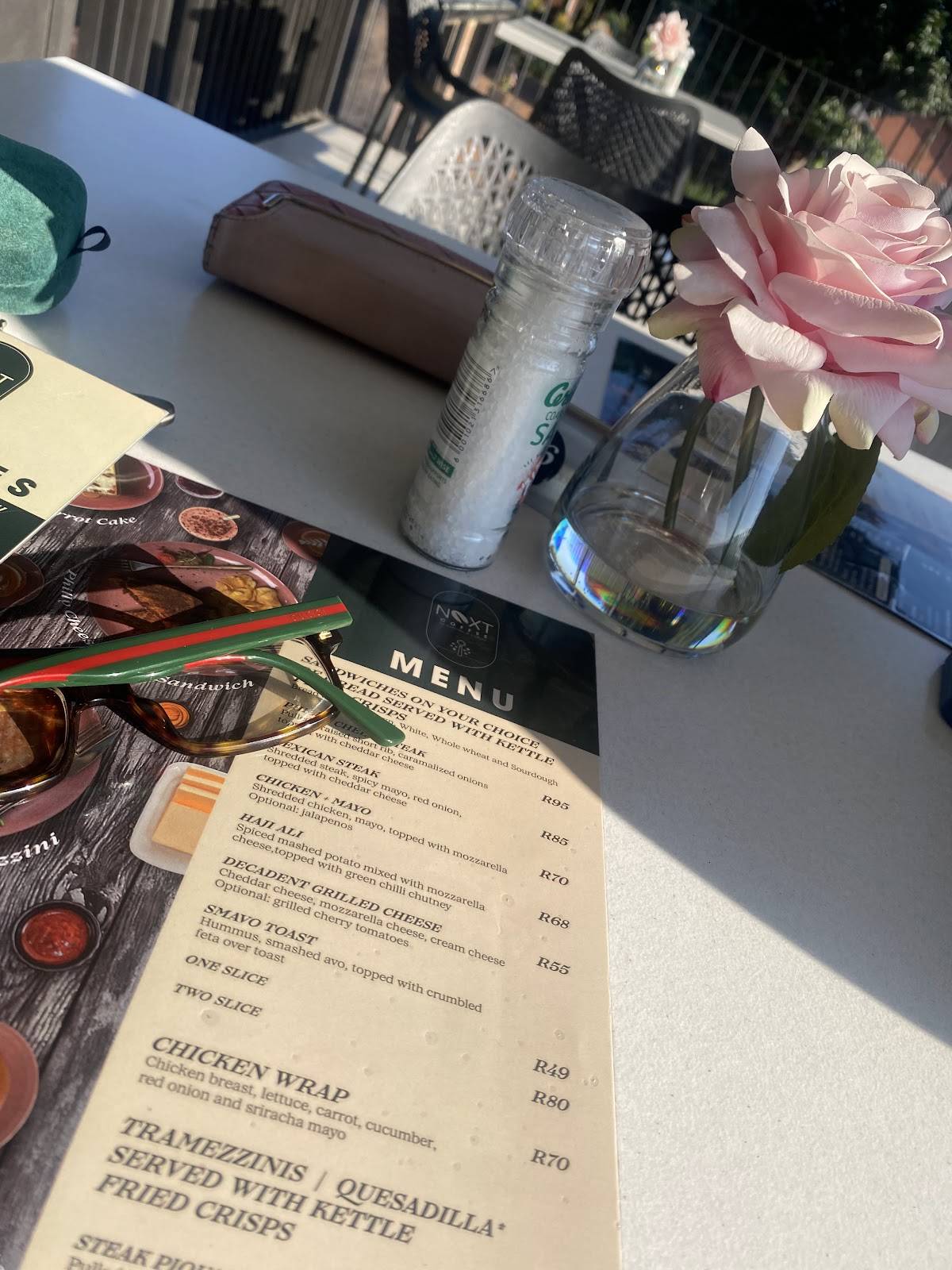 Menu at NextCoffee Cafe, Pietermaritzburg