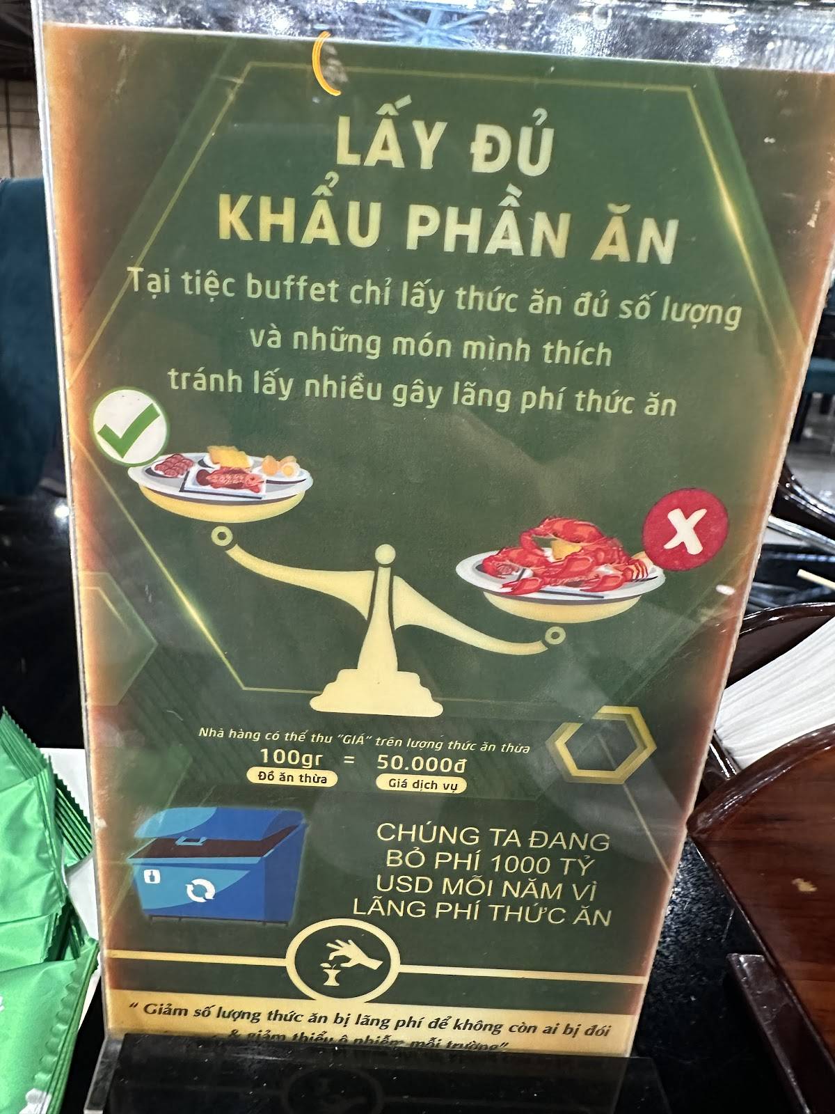 Menu at Nhà Hàng Lạc Hồng Buffet restaurant, Hai Phong