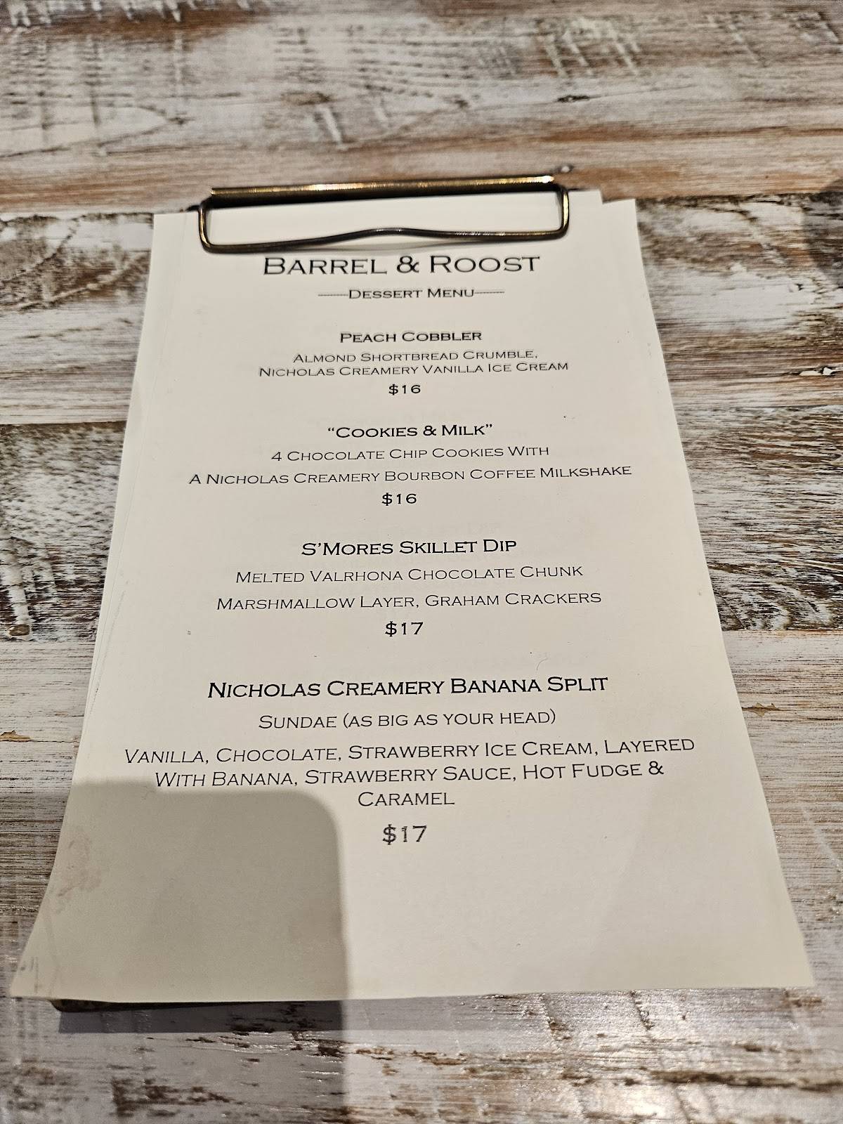 Menu at Nicholas Barrel & Roost, Red Bank