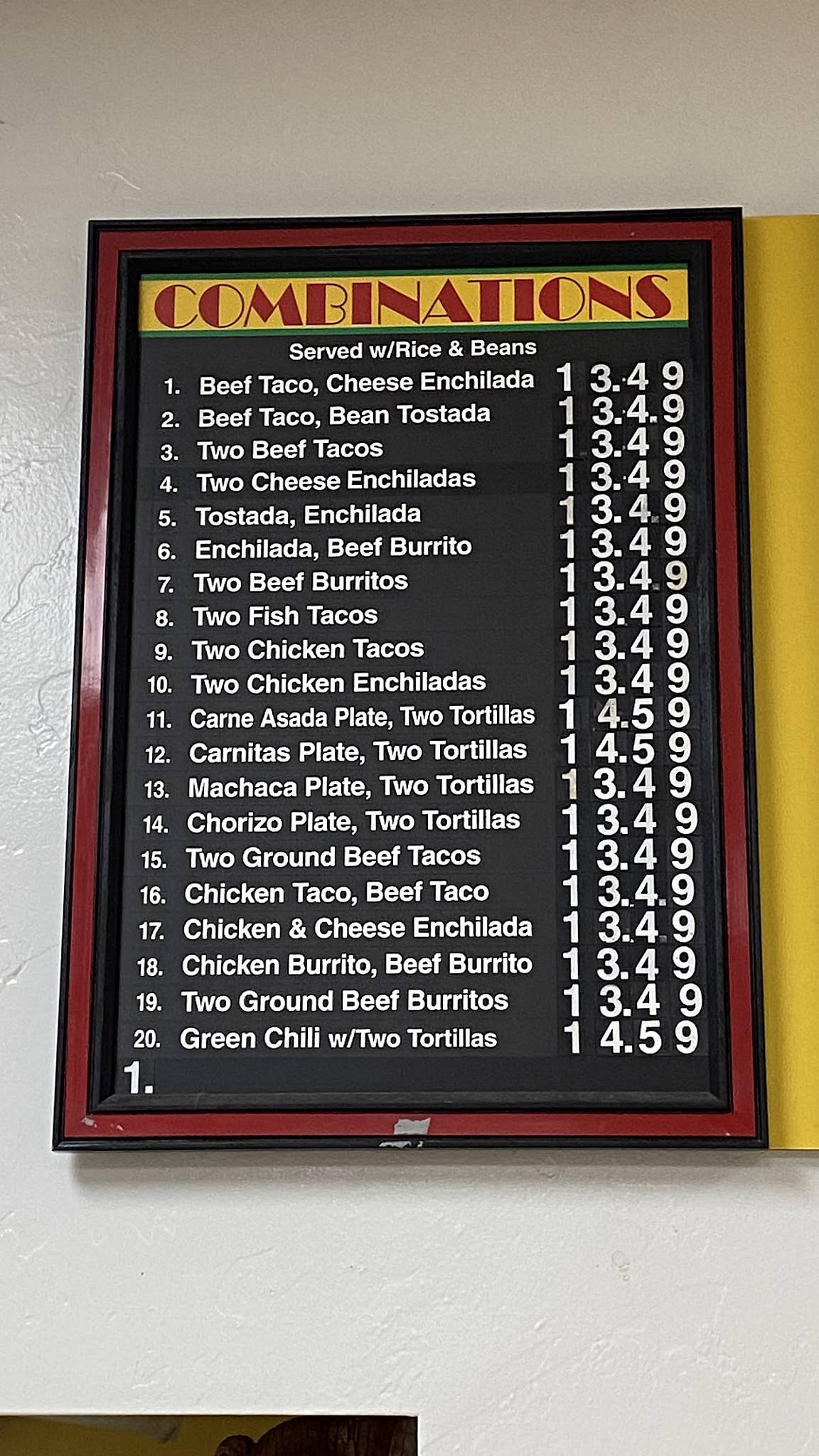Menu at Nico's Mexican Food restaurant, Tucson, N La Cañada Dr