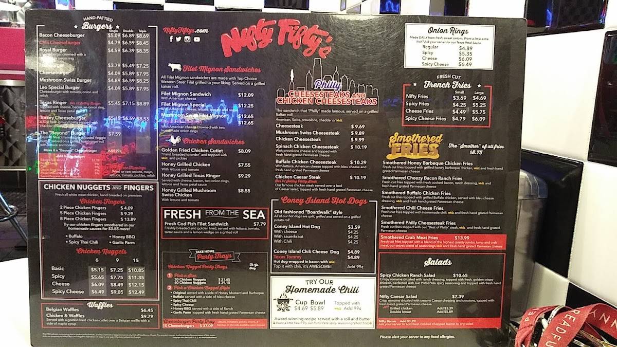 Menu at Nifty Fifty's pub & bar, Philadelphia, Aramingo Ave