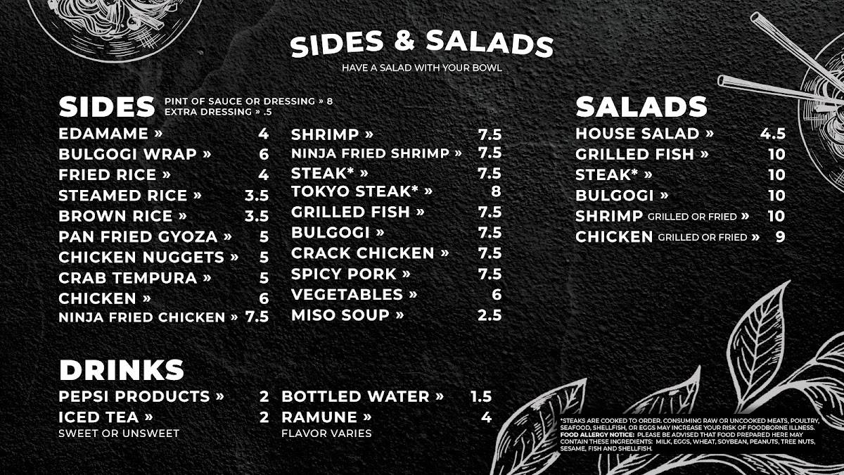 Menu at Ninja Hibachi Express restaurant, Goldsboro, Wayne Memorial Dr