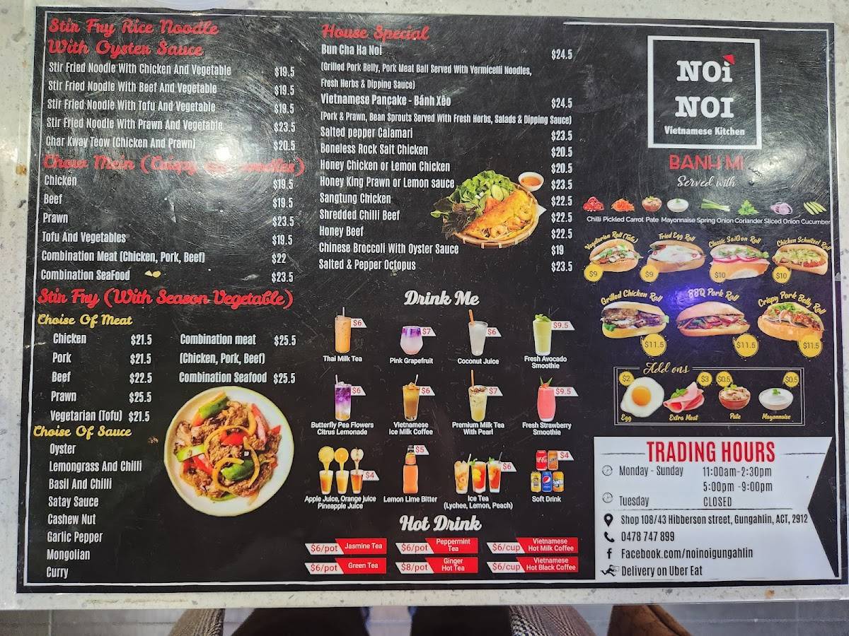 Menu at Noi Noi Vietnamese Kitchen in Gungahlin restaurant, Gungahlin