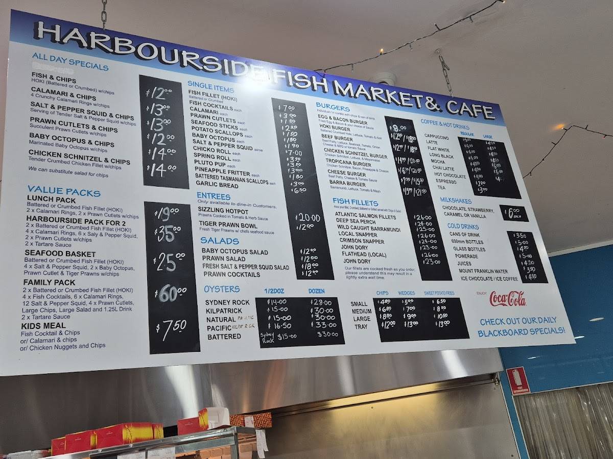 Menu at Harbourside Fish Market and Cafe, North Wollongong