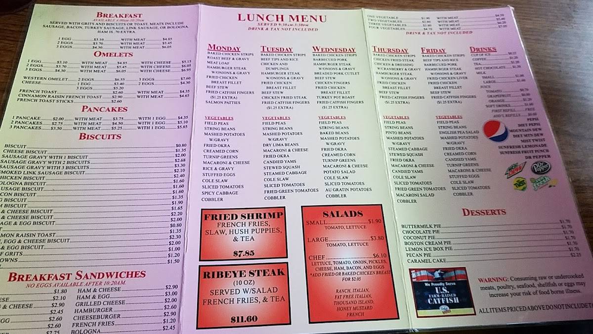 Menu at City Cafe, Northport