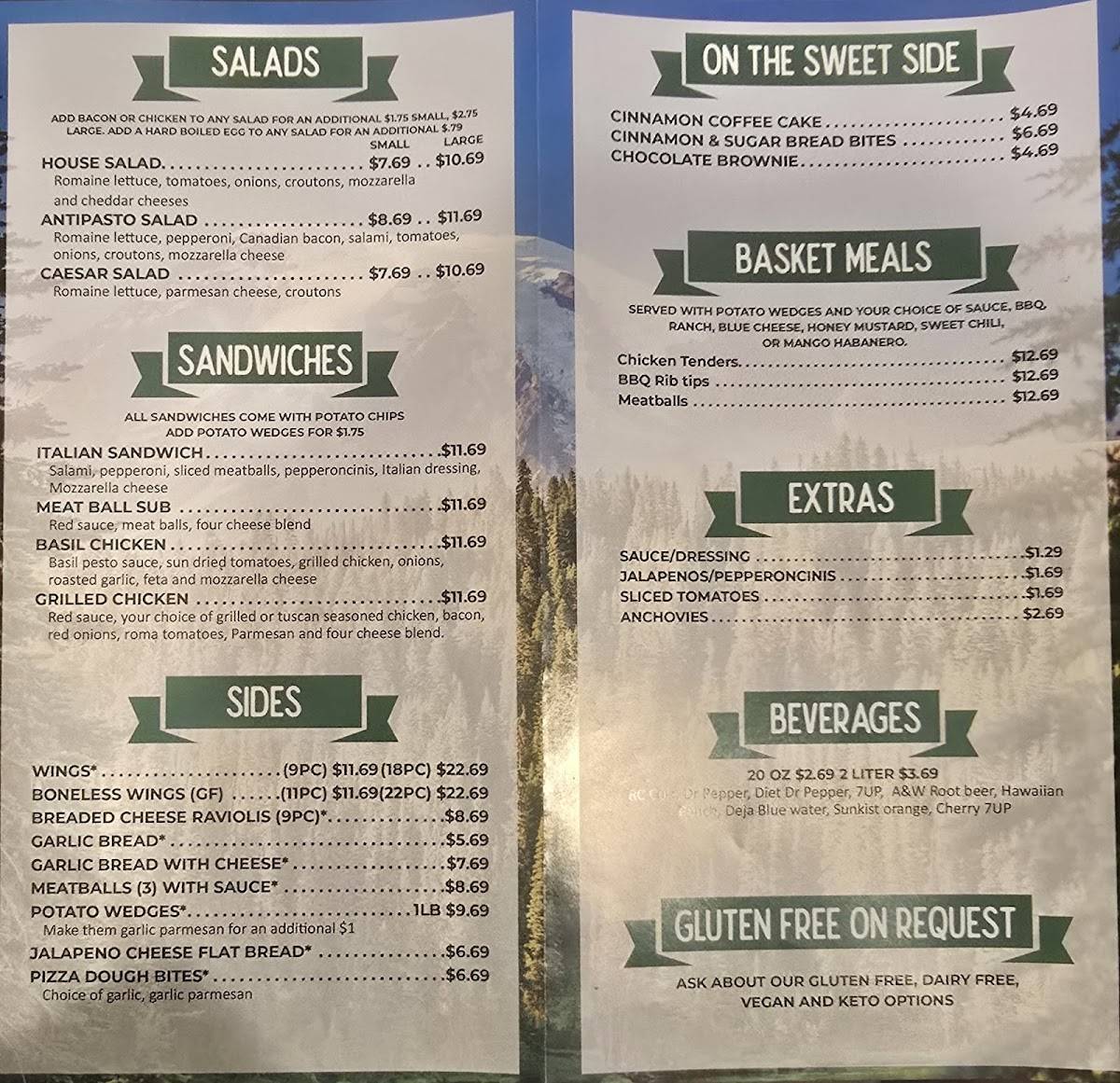 Menu at Northwest pizza company pizzeria, Spokane Valley