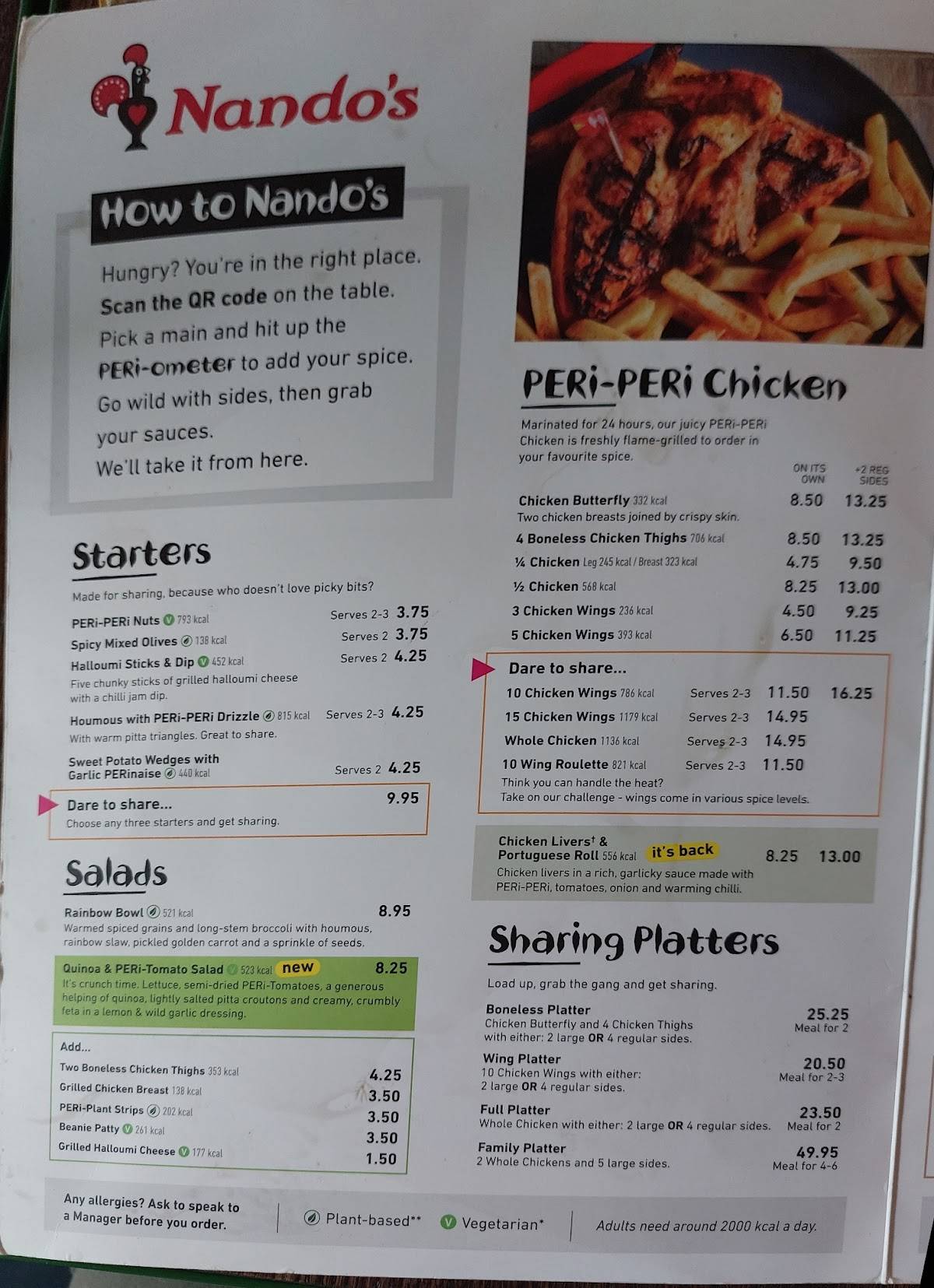 Menu at Nando's Norwich - Riverside fast food, Norwich, Unit 7b