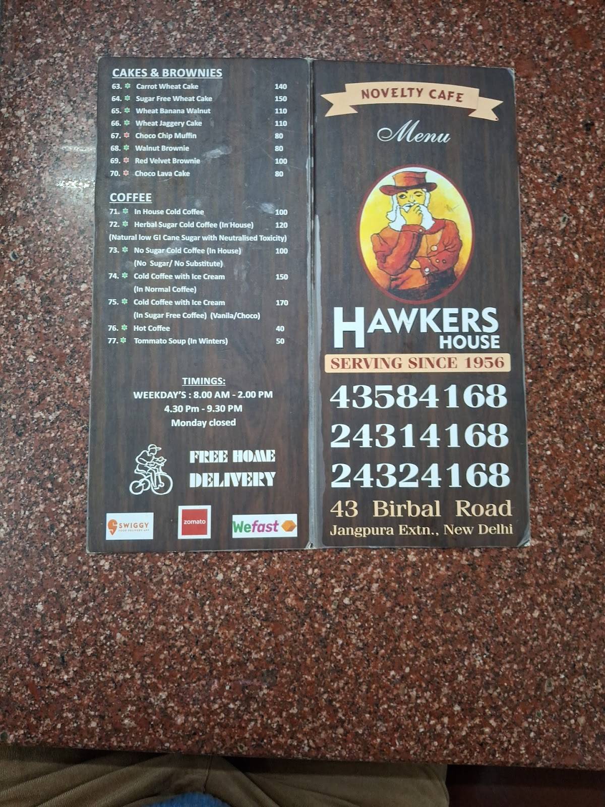 Menu at Novelty Dairy and Stores, New Delhi